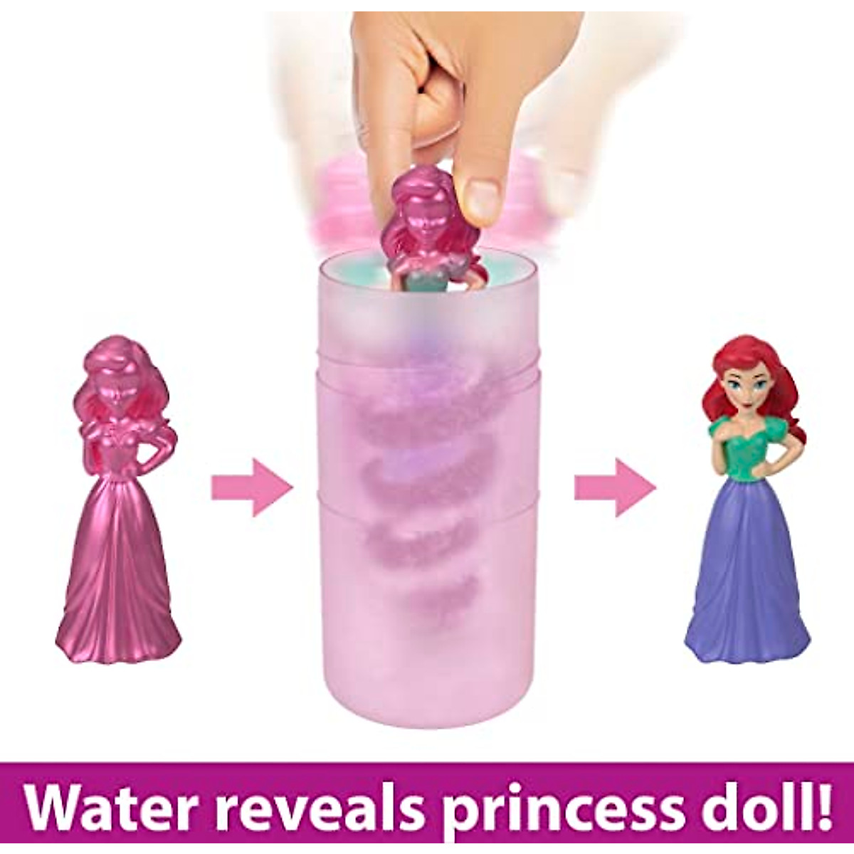Mattel Disney Princess Small Doll Royal Color Reveal with 6 Surprises Including 1 Character Figure and 4 Accessories (Dolls May Vary)