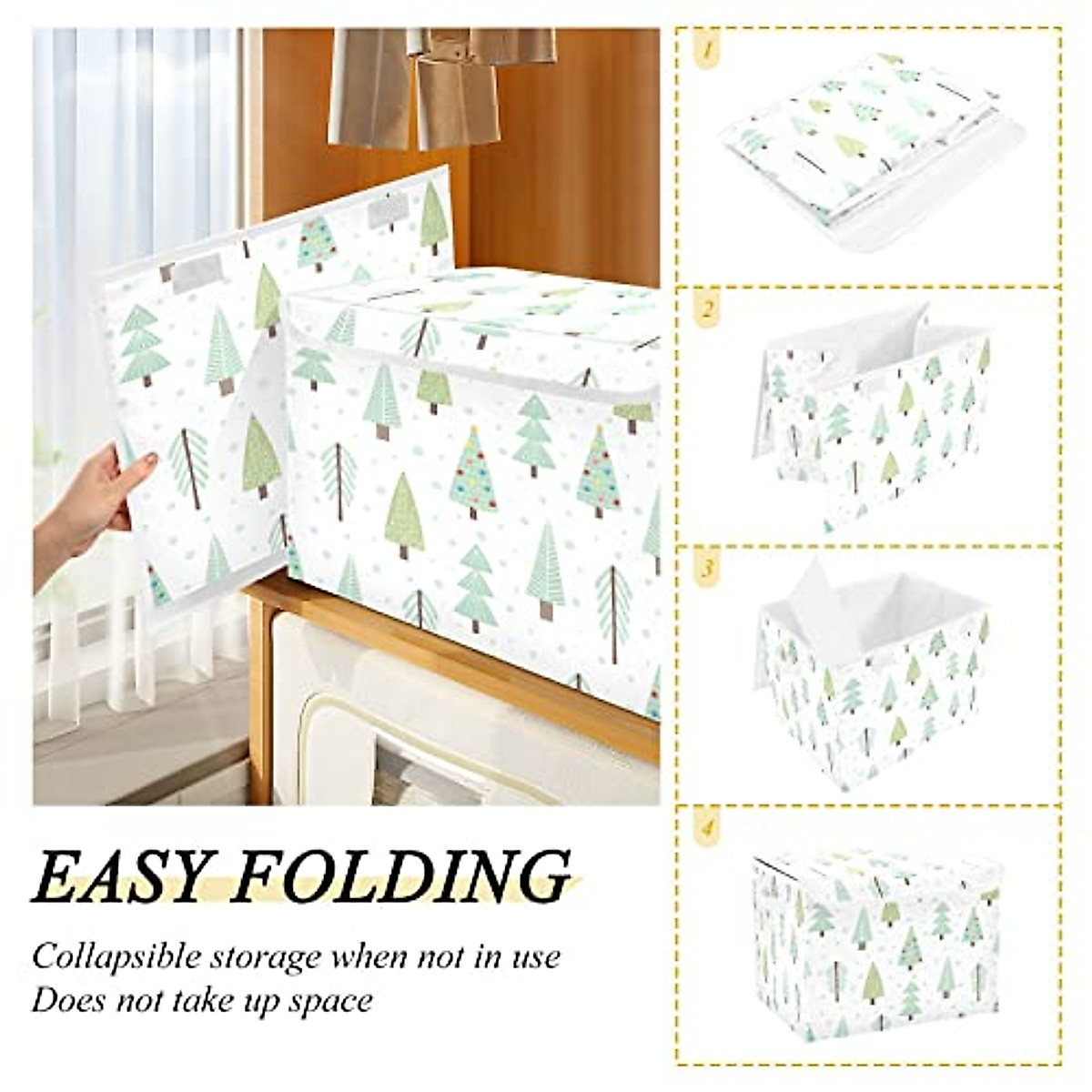 xigua Cute Christmas Tree Storage Bins with Lids Foldable Large Cube Storage Boxes with Handles for Home Bedroom Closet Office (16.5x12.6x11.8 in)#1