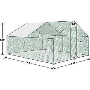 HITTITE 1.26" Tube Chicken Coop Run Large Metal Chicken Coop, Outdoor Walk in Chicken Coop Cage, Heavy Duty Spire Shaped Duck Chicken Hen House Outdoor Chicken Pen with Waterproof & Anti-UV Cover