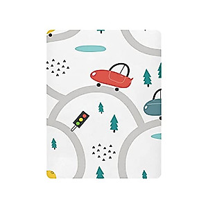 Cartoon Cars Road Crib Sheets for Baby Soft and Breathable Baby Crib Sheets Machine Washable Fitted Crib Sheet for Kid Boy Girl