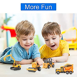 Dreamon Alloy Construcion Trucks for 3 Year Old Boys Birthday Party Cake Toppers for Kids Toddlers Mini Pocket Size Models Play Vehicles Cars Toys (6Pcs Set)