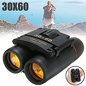 30x60 Portable Mini Binoculars, Wide View Angle Folding Binoculars Telescope with Low Light Night Vision for Outdoor Bird Watching Camping Hiking Traveling