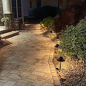 LEONLITE LED Landscape Path Light, 3W 147LM 12-24V AC/DC ETL CRI90+ Wired Outdoor LED Walkway Light, Unique Vintage Golden Texture, Aluminum Construction Low Voltage Pathway Lights IP65 3000K, 4 Pack