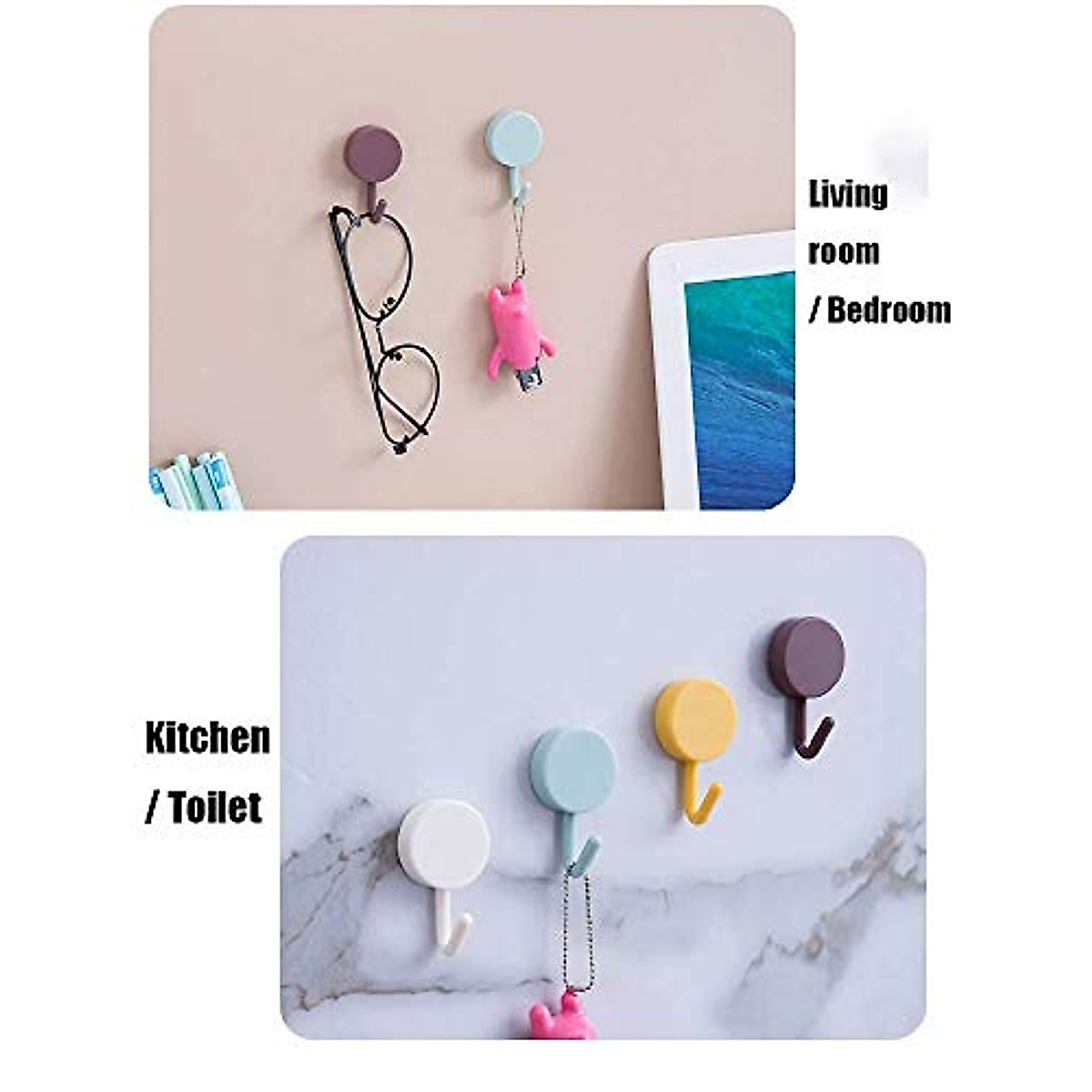 40 Pack ,Wall Hooks for Hanging, Self adhesive hooks Removable wall hangers Hooks for Office Bathroom Kitchen Waterproof and Oil Proof Without Nails