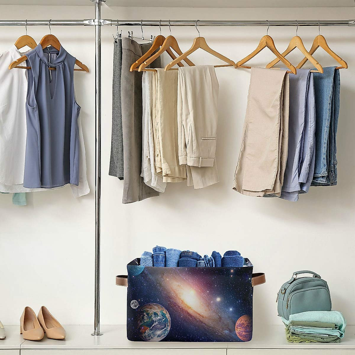 Storage Basket Cube Universe Galaxy Outer Space Large Collapsible Toys Storage Box Bin Laundry Organizer for Closet Shelf Nursery Kids Bedroom,15x11x9.5 in,1 Pack