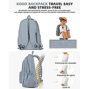 Lightweight School Backpack for Women Men, Laptop Travel Casual Daypack College Secondary School Bags Bookbag for Teenage Girls Boys, Blue