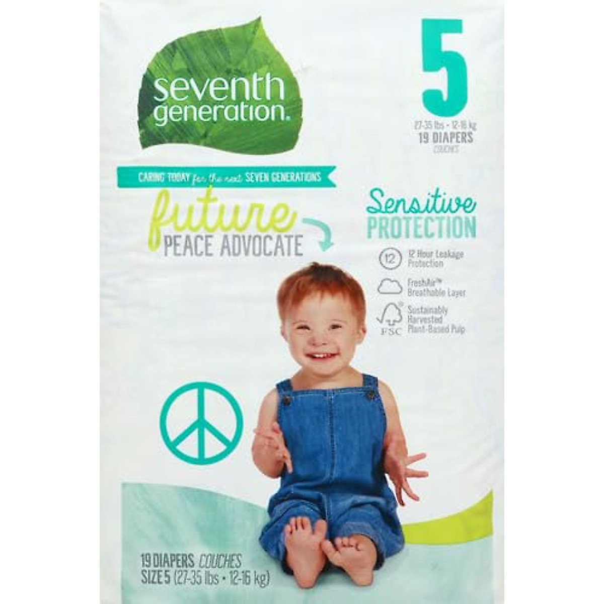 Seventh Generation Baby Diapers, Sensitive Protection, Size 5, 19 Count