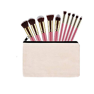 LifeUnite 10 PCS Canvas Makeup Bag Cosmetic Pouch Blank Zipper Bag-9.1 × 5.9 inch