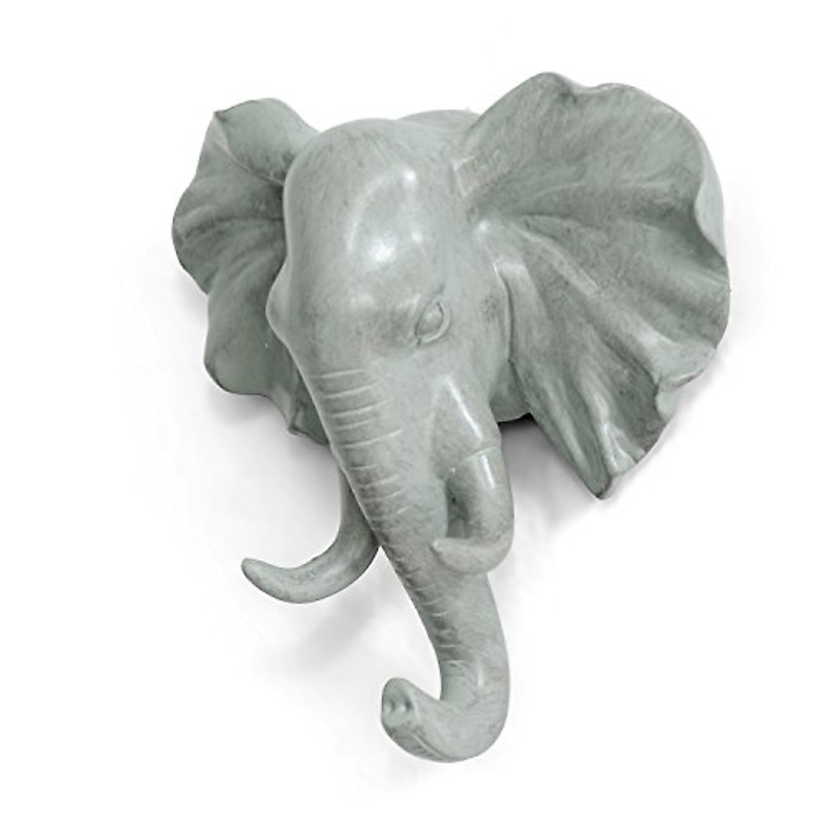 HERNGEE Elephant Head Single Wall Hook/Hanger Animal Shaped Coat Hat Hook Heavy Duty, Rustic, Decorative Gift, Grey