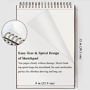 9" x 12" Sketch Book, Top Spiral Bound Sketch Pad, 2 Packs 100-Sheets Each (68lb/100gsm), Acid Free Art Sketchbook Artistic Drawing Painting Writing Paper for Kids Adults Beginners Artists