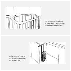 VZINO Over The Cabinet Door Organizer, 2 Packs Cutting Board Organizer with Towel Bar/Paper Holder for Kitchen Storage, Black