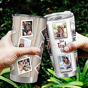 Personalized Tumbler with Pictures for Men Women,Custom Insulated Travel Mug with Lid,20oz Stainless Steel Coffee Cup Gifts for Father's Day Mother's Day Birthday Anniversary-12 Photos