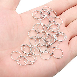 Ftovosyo 36PCS 22G Surgical Steel Attached Captive Bead Nose Hoop Rings Tragus Cartilage Helix Hoop Earring Eyebrow Septum Hoop Ring Piercing Jewelry for Men Women Silver-tone 10mm