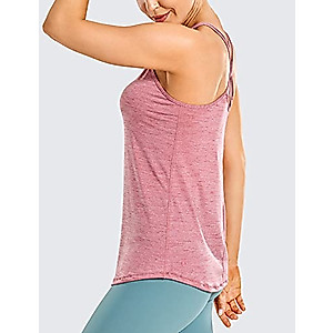 CRZ YOGA Women's Lightweight Heather Yoga Tank Tops Strappy Back Workout Shirts Burnished Lilac Grey Small