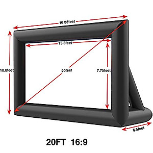 PPXIA Inflatable Movie Screen Outdoor Projector Screen 20ft, Blow Up Screens Front and Rear Projection with Air Blower, Best for Movie Nights Backyards Pool Party Home Theater