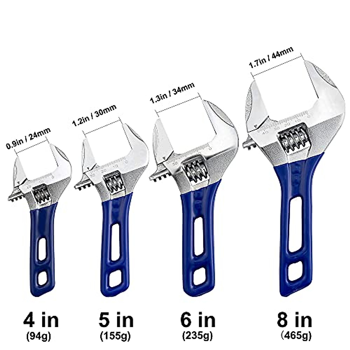 Ainuosen Wide Opening Stubby Adjustable Wrench Spanner with Short Handle 4 inch Chrome Vanadium Steel Forged