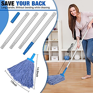 Heavy Duty Commercial Industrial Mop for Floor Cleaning,Beyoco String Wet Mop with Long Handle,Cotton Mop for Home,Garage,Office, Workshop Floor Cleaning- Blue