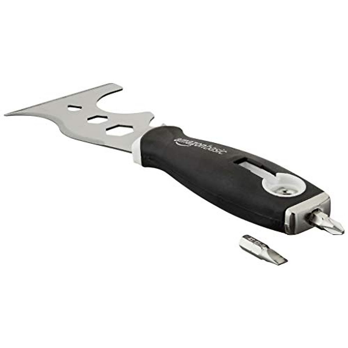 Amazon Basics 14-IN-1 Soft Grip Painters Tool with Hammer End and 2 Driver Bits, 3", one pack, Black