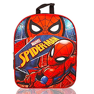 Spiderman Mini Backpack Set - Bundle with 11" Spiderman Backpack for Boys 4-6, Spiderman Stickers, Avengers Bracelet, Water Bottle, More | Marvel Backpack