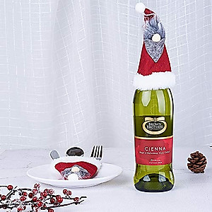 XIMINZ 12Pcs Christmas Santa Hats Silverware Holders, Nordic Santa Gnome Knife and Fork Holder Cover Tableware Bag Cutlery Holder Plush Bag Christmas Party Table Dinner Decor (red)