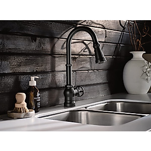 Moen Paterson Matte Black One-Handle Pull-down Kitchen Faucet with Spray Head and Power Boost, Includes Interchangeable Handle, S72003BL