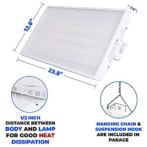 2FT LED High Bay Shop Light, 2FT 321W, 41730Lumens 5000K Daylight Linear Hanging Light for Warehouse Workshop Supermarket (dimmable) (321)