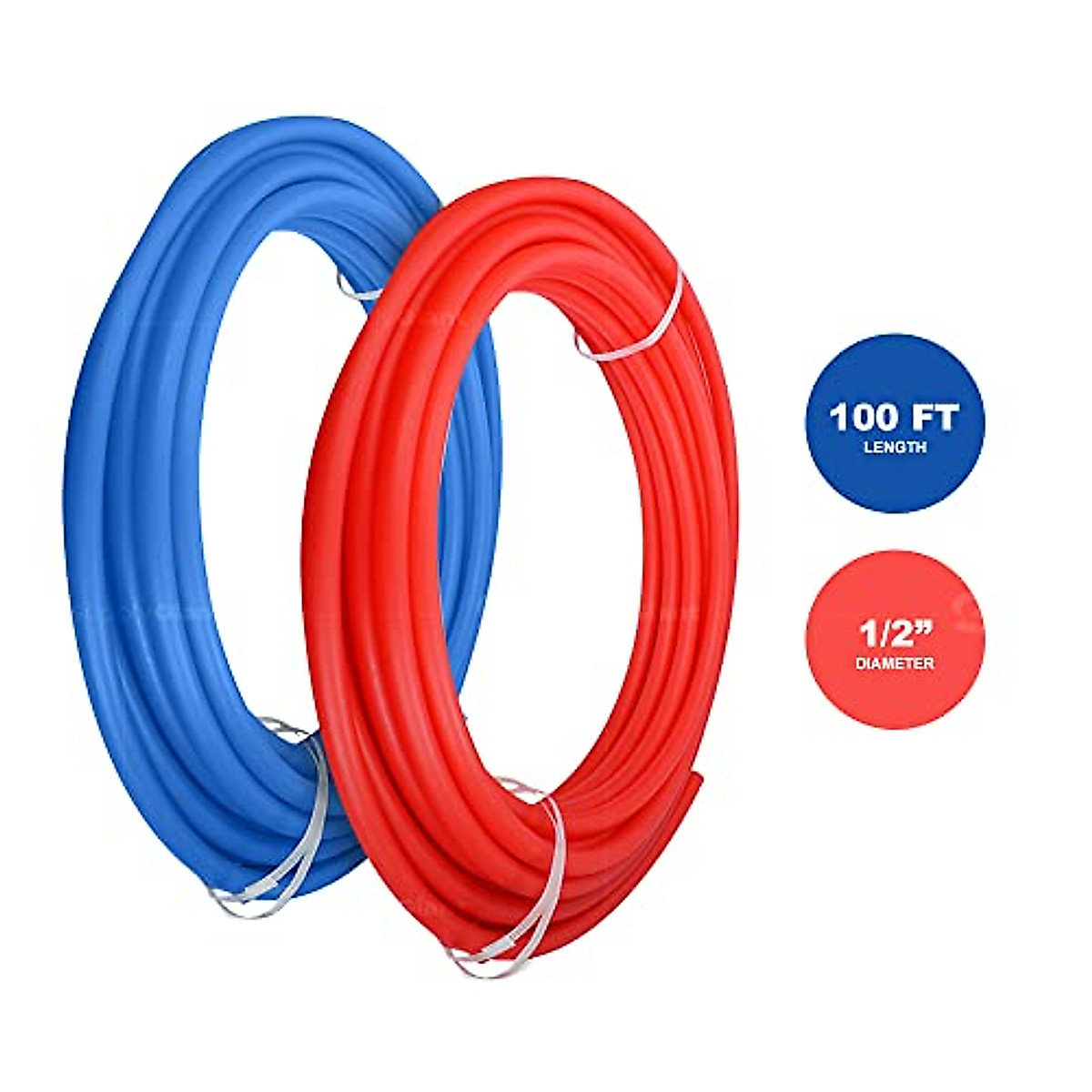 Starter Kit for 1/2-In Pex with Crimper & Cutter Tools - Set includes Brass Elbow & Coupling Fittings, Cinch Clamps, Half Clamps, and 2 Rolls of 1/2-In X 100ft PEX Tubing