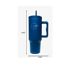H&E Best Choice 40 oz Tumbler with handle and straw stainless steel water bottle, travel water tumbler, outdoor water bottle, double wall water bottle, Dark Blue