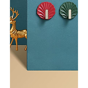 Goenn Bathroom Kitchen Traceless Hole Free Adhesive Hook Light Luxury Wind Shell Hook Strong Adhesive high Load-Bearing Hook Hanging Hook Behind The Door Deepseablue(4sets)