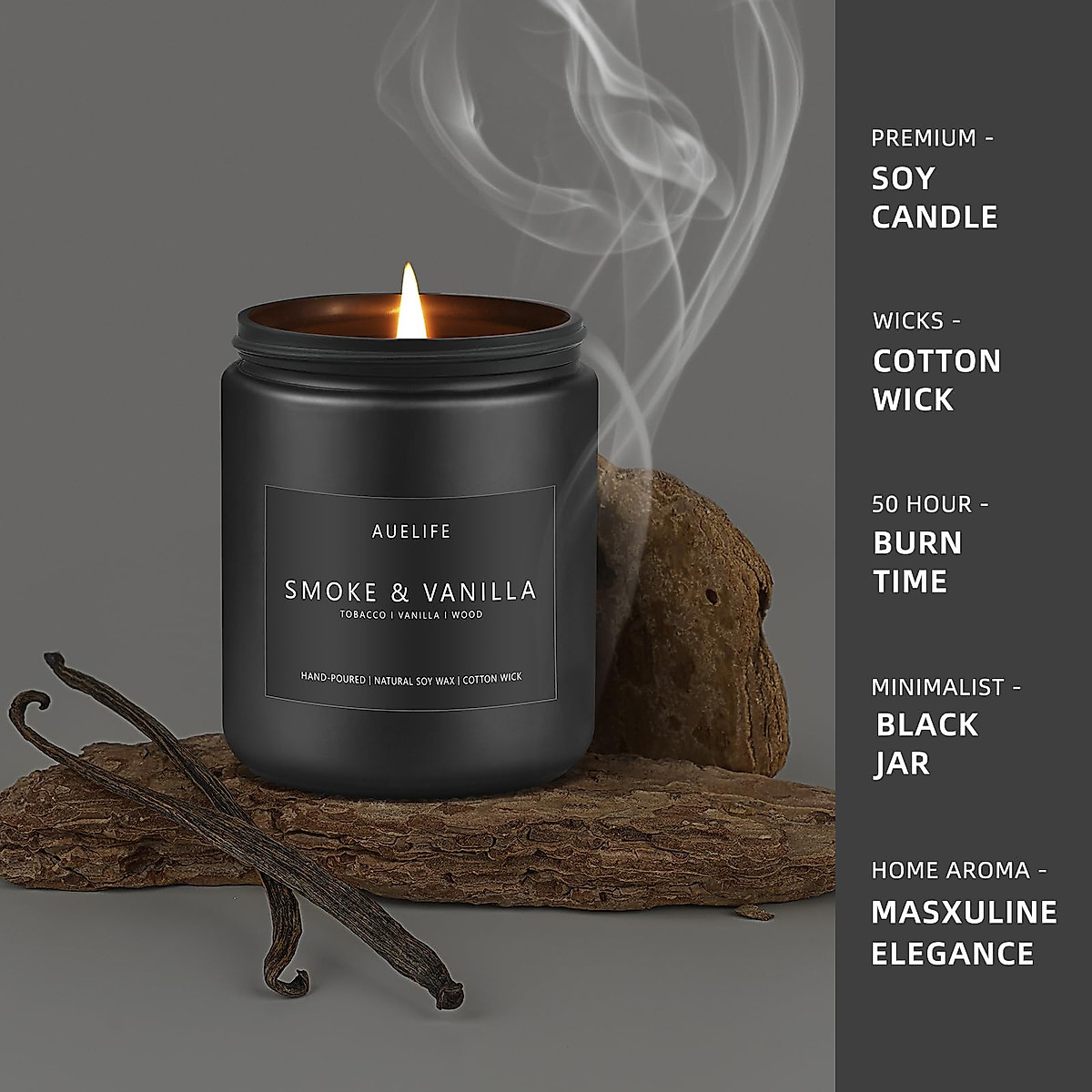 Scented Candles Set | Men Candle Set, Scented Candles for Home, Gifts for Men - 4 Pack Men Candle Gifts Soy Candles Scents of Lavender/Leather/Oak/Smoke & Vanilla