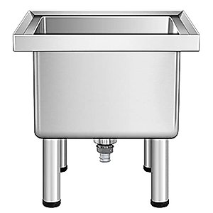 Stainless Steel Mop Sink Floor Mount Mop Service Basin, Commercial Heavy Duty Shop Sink Balcony Utility Sink Wash Station Laundry Tub