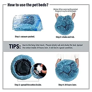 Labpepet Calming Dog Cat Beds Round Puppy Bed for Small Dogs Cat Washable, Donut Warm Pet Bed Fluffy and Soothing Plush Bed