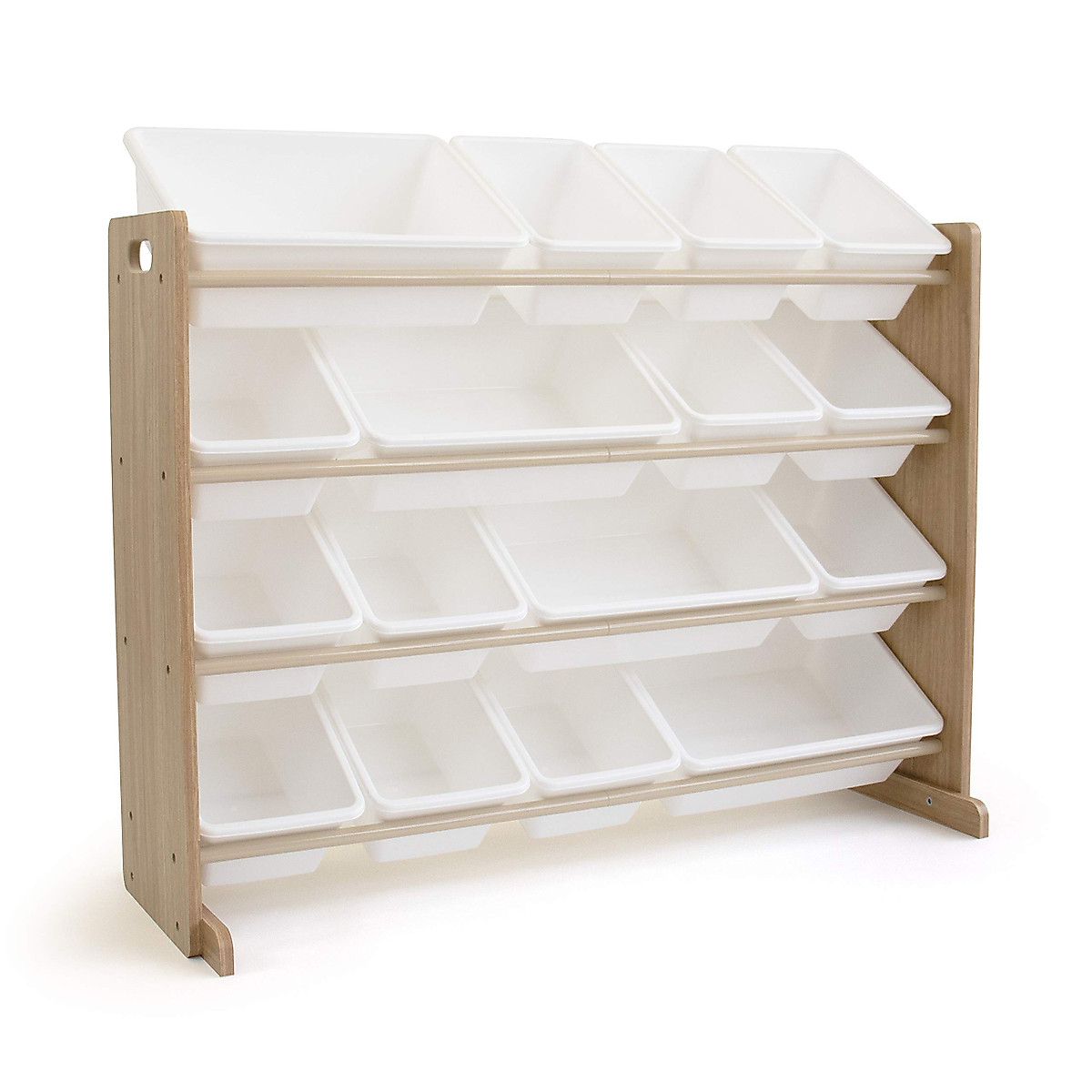 Humble Crew Extra-Large Toy Organizer, 16 Storage Bins, Universal, Natural/White & Natural/White Kids Book Rack Storage Bookshelf with Deep Sleeves, Universal