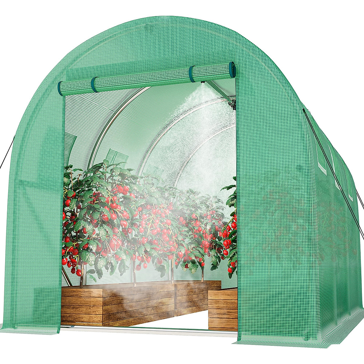 YITAHOME 10x6.5x6.5ft Greenhouse w/ Watering System Heavy Duty Green house Large Tunnel Greenhouses Kit Walk in Outdoor Plant Gardening Upgraded Galvanized Steel for Garden, Backyard, Green