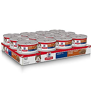 Hill's Science Diet Senior 7+ Wet Cat Food, Savory Turkey Entrée, 5.5 oz. Cans, 24-Pack