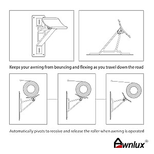 Awnlux RV Awning Support RV Awning Center Support Roller Cradle Support for RV Camper Awning - Black