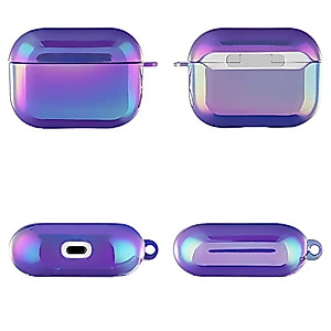 Airpods Pro Case, Iridescent Cute Upgraded Airpods pro Cover for Women with Keychain Compatible with Airpods pro (Purple)