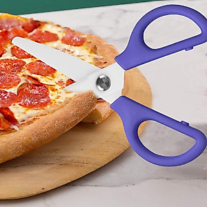 Jonbyi Baby Food Scissors, Portable Ceramic Shears for Kitchen, Classrom, Craft, Pet Care, Pizza, Vegetable, Safety Food Scissors for Baby Toddler, with Cover (Purple)