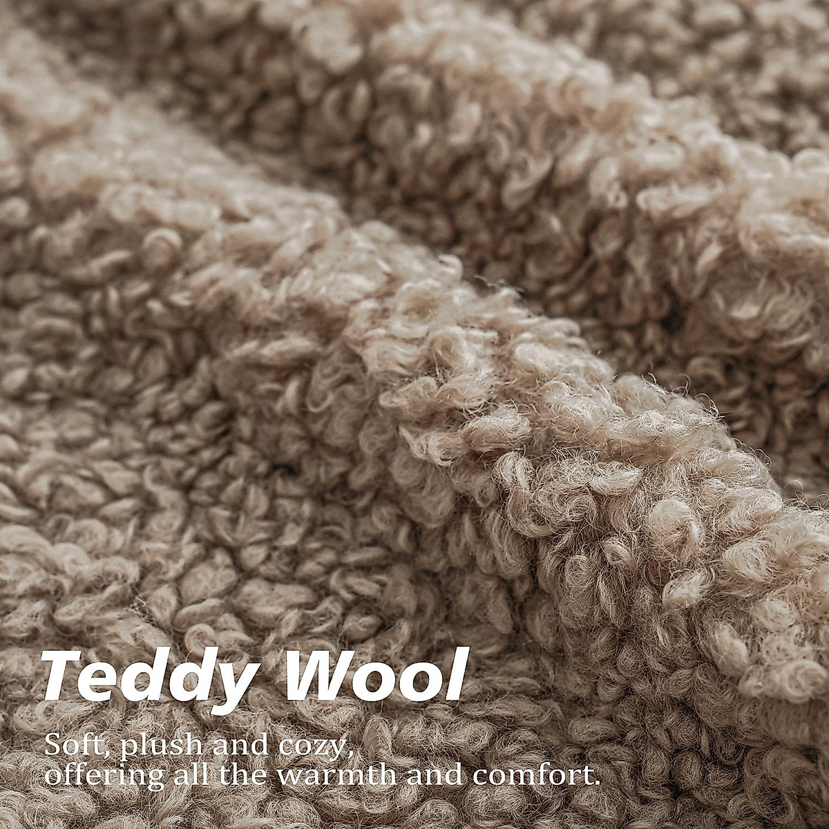 Foindtower Set of 2 Curly Teddy Wool Pillow Covers Decorative Boucle Textured Lumbar Throw Pillow Faux Fur Pillowcases Sheepskin Cushion Case for Sofa Bedroom Car 12"x20" Khaki