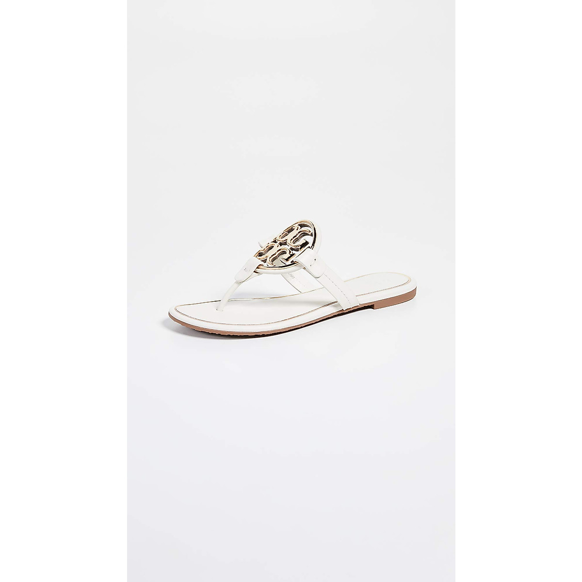 Tory Burch Women's Metal Miller Flip Flops, Bleach/Gold, 7.5 Medium US
