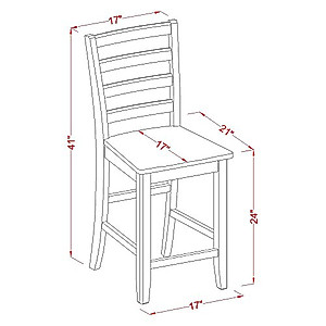 East West Furniture TRFA5-BLK-W 5 Piece Counter Height Pub Set Includes a Round Dining Room Table and 4 Kitchen Chairs, 42x42 Inch, Black & Cherry