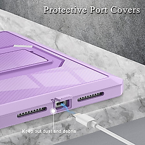 Soke for iPad Mini 6th Generation Case 2021 Released, with Built-in Screen Protector, Rugged Shockproof Full Protective Cover with Pencil Holder & Kickstand for Apple iPad Mini 6 8.3 Inch(Violet)