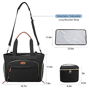 LOVEVOOK Breast Pump Bag, Diaper Bag Tote 3Pcs Set, Work Bag for Breastfeeding Mom with 15" Laptop Pocket, Cooler Bag & Changing Pad Fit Most Breast Pumps like Spectra S1/S2, Medela, Rainyb, Elvie