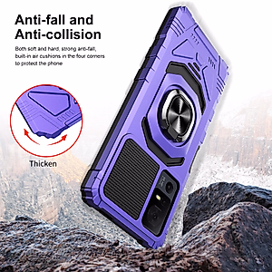 Ailiber for TCL 40 XL/TCL 40 T(T608DL)/Lively Jitterbug Smart 4 Case with Screen Protector, Ring Kickstand for Magnetic Car Mount, Military Grade Shockproof Protective Phone Cover for TCL 40T-Purple