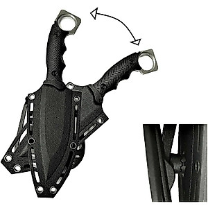 S.S. Fixed Knives 9in Survival Fixed Blade Hunting Knife W/ Kydex Style Sheath Razor Sharp Full Edge Full Tang Blade Silver