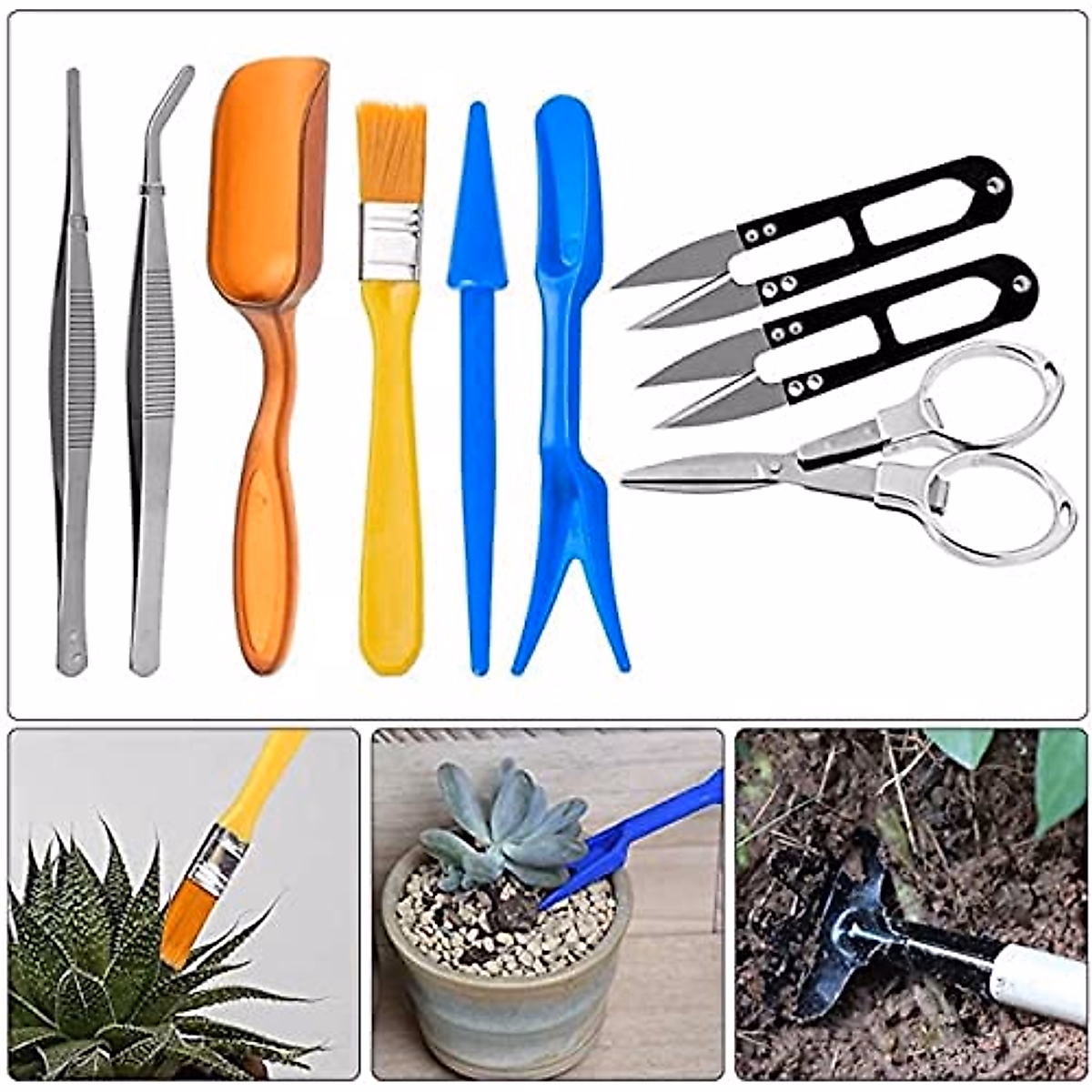 Snow Shovels for Snow Removal Shovel Trimming Tools Succulent 12-Piece Mini Soils Seedling Scissors Set Gardening Transplanter Brush of Potted Patio & Garden
