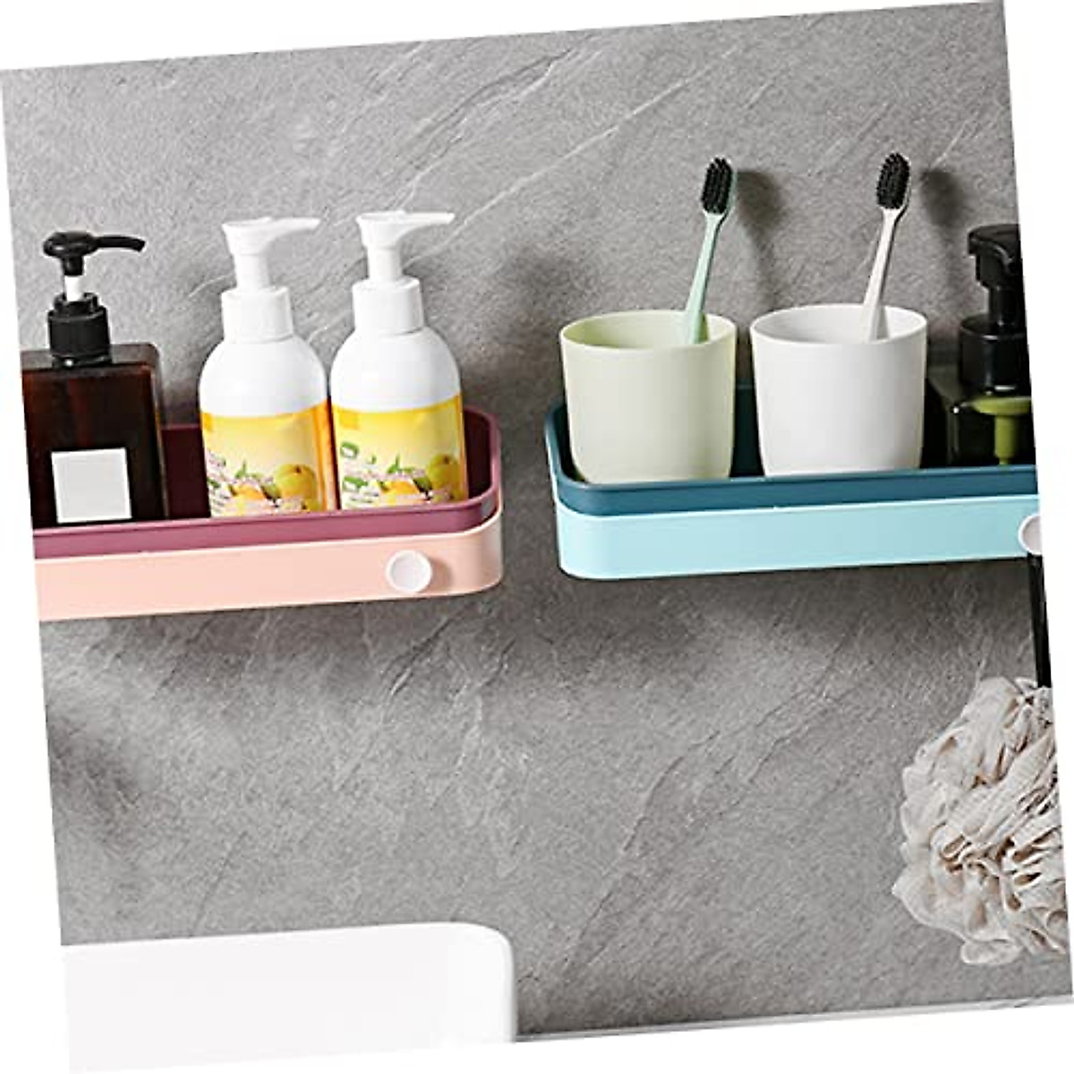 Hemoton 3pcs Shelf Storage Rack Shower Corner Bins Shampoo Holder Organizer Sundries Organizing Rack Commodity Shelf Wall-mounted Rack Punch Free Supportor Toothpaste Holder Soap Holder