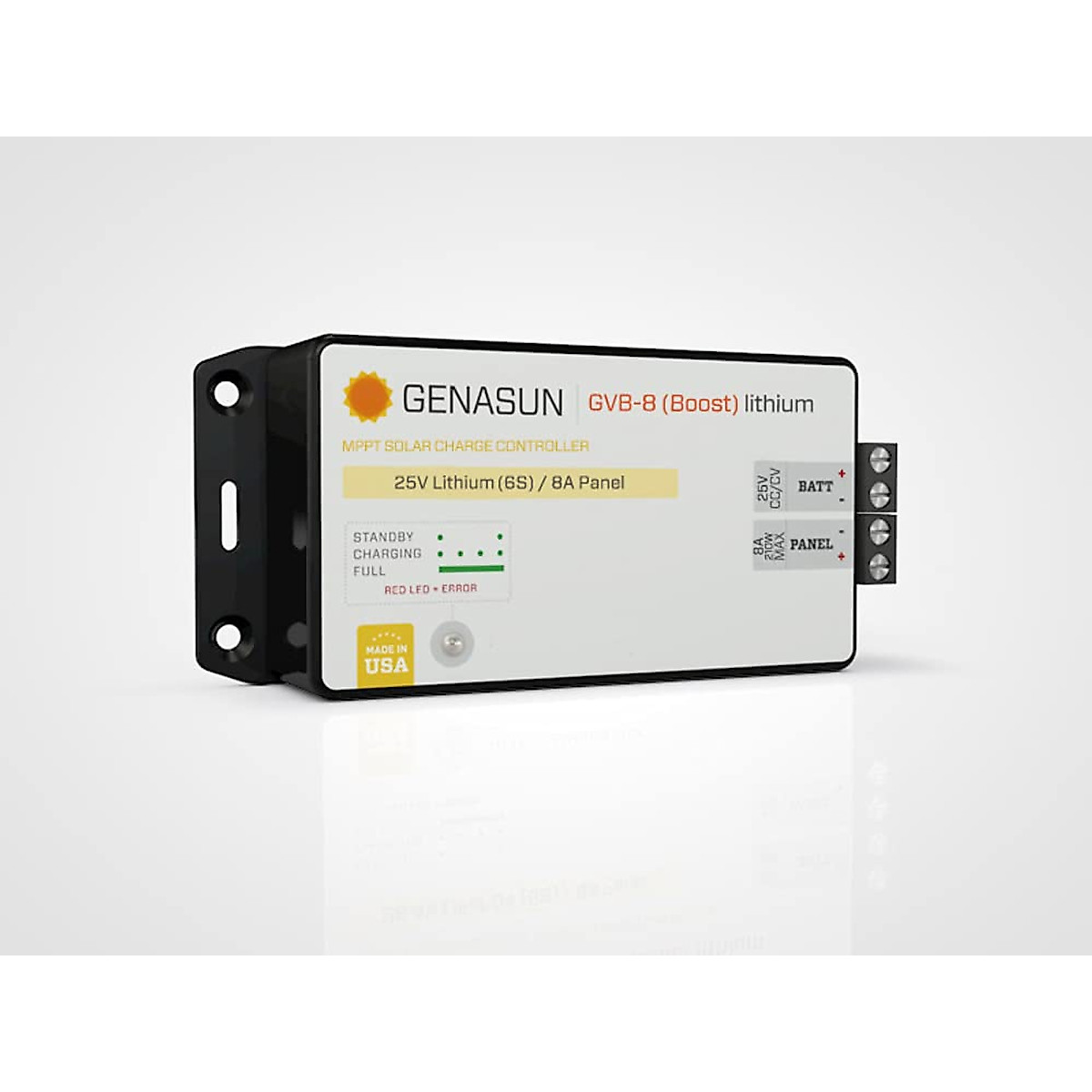 Genasun GVB-8-Li-25.0V, 8 A (Input) Voltage Boosting MPPT Solar Charge Controller for 6S Li-ion Batteries (24 V Nominal)