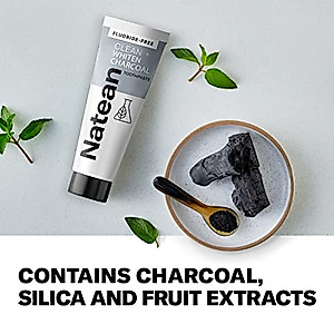 Natean Clean + Whiten Charcoal Toothpaste, Fluoride Free, Clean Mint - 4.7 Oz Tube