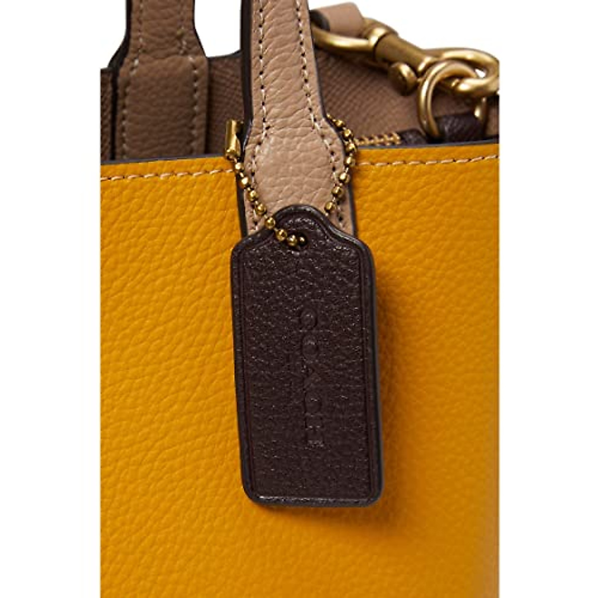 COACH Color-Block Leather Willow Tote 24 Yellow Gold Multi One Size